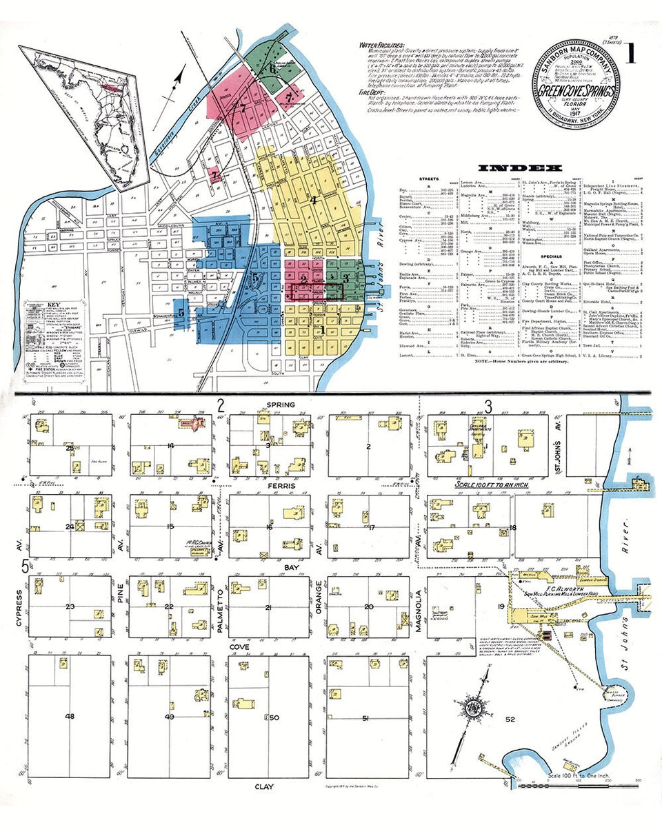 1917 Town Map of Green Cove Springs Clay County Florida – Genealogical Surveyor