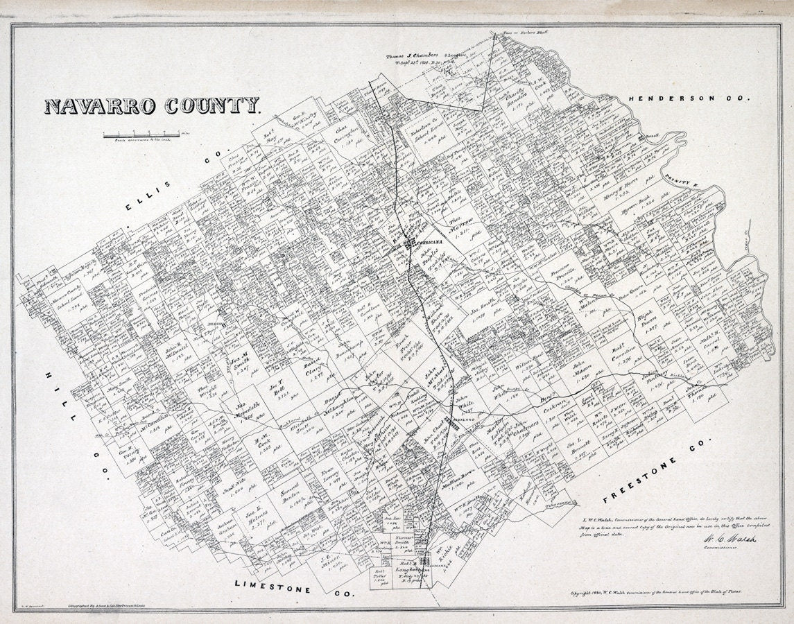 1880 Farm Line Map of Navarro County Texas – Genealogical Surveyor