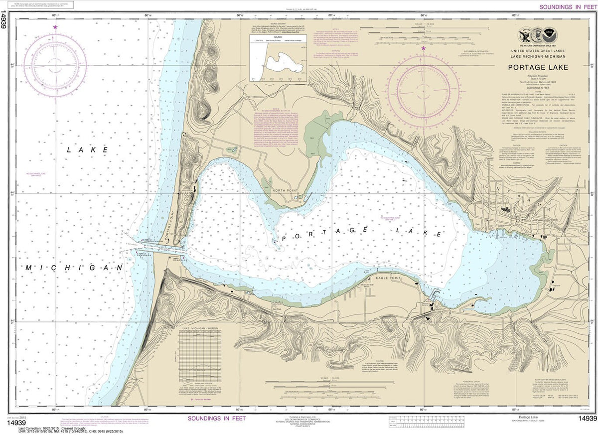 2015 Nautical Map of Portage Lake Manistee County Michigan Onekama ...