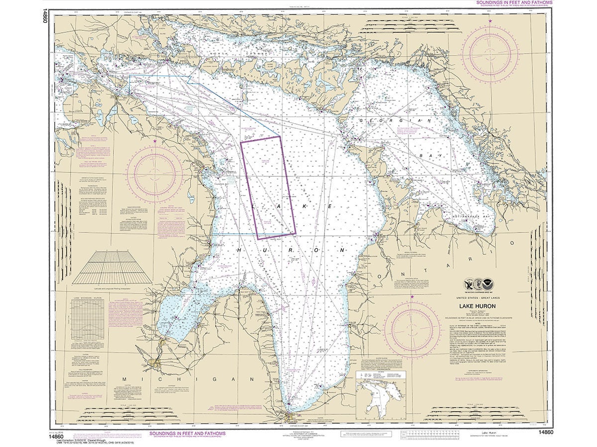 2016 Nautical Map of Lake Huron – Genealogical Surveyor