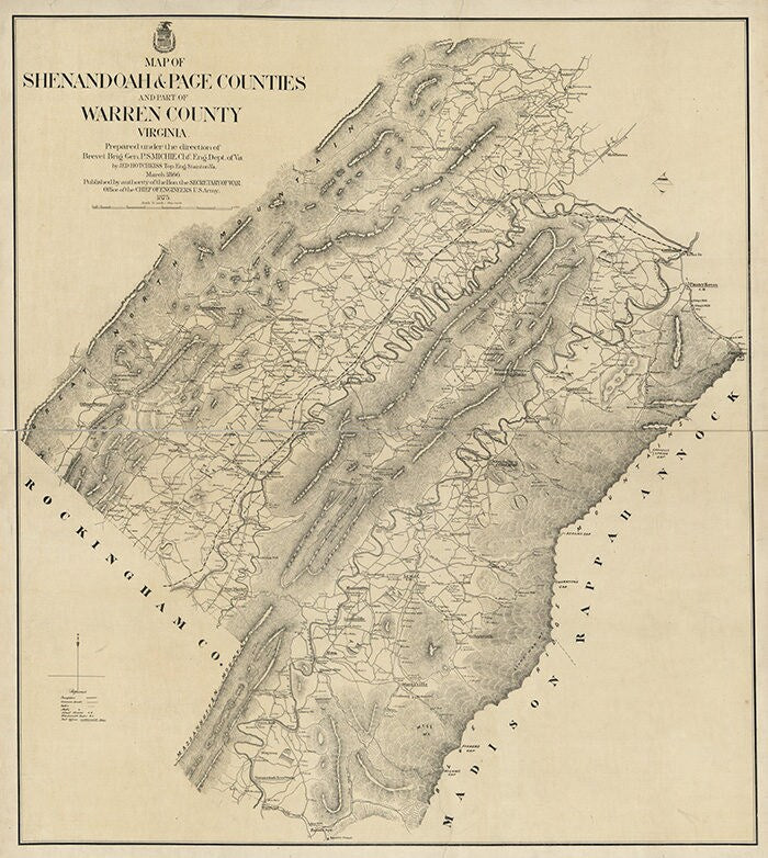 1875 Map of Shedahdoah Page and Warren County Virginia – Genealogical ...
