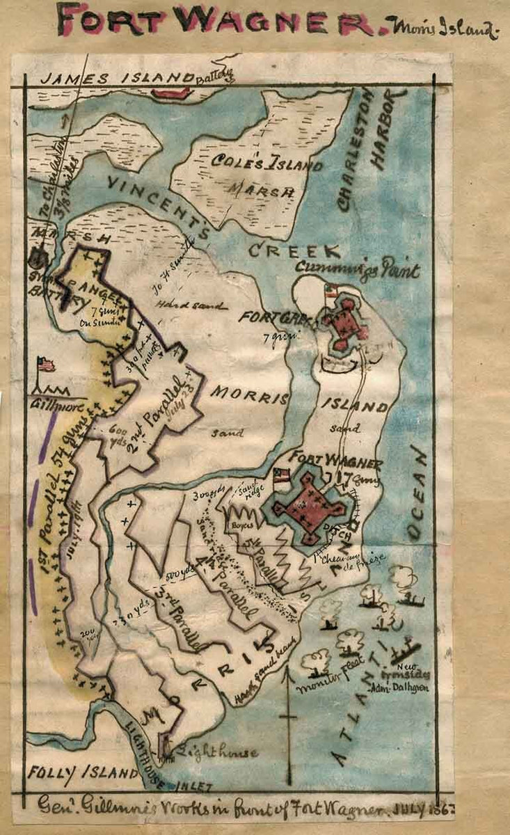 1863 Map of Fort Wagner Morris Island Charleston Harbor – Genealogical ...