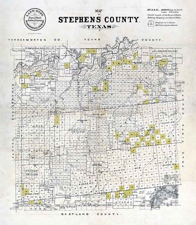 1870 Farm Line Map of Stephens County Texas – Genealogical Surveyor