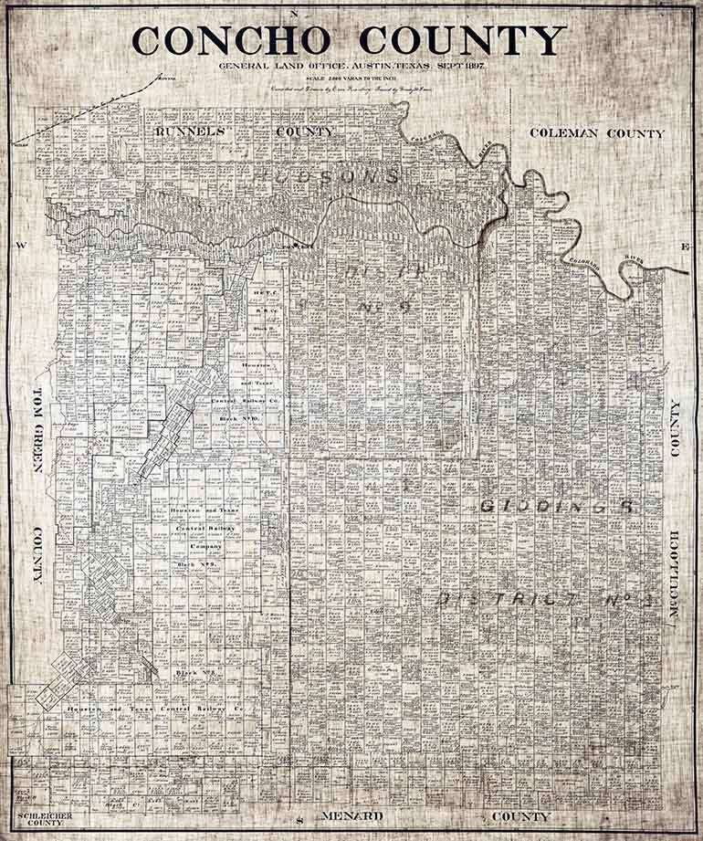 1897 Farm Line Map of Concho County Texas – Genealogical Surveyor
