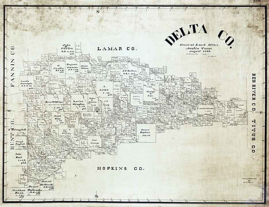 1889 Farm Line Map of Delta County Texas – Genealogical Surveyor