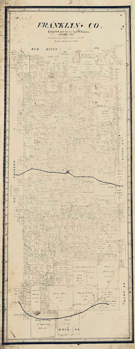 1897 Farm Line Map of Franklin County Texas – Genealogical Surveyor