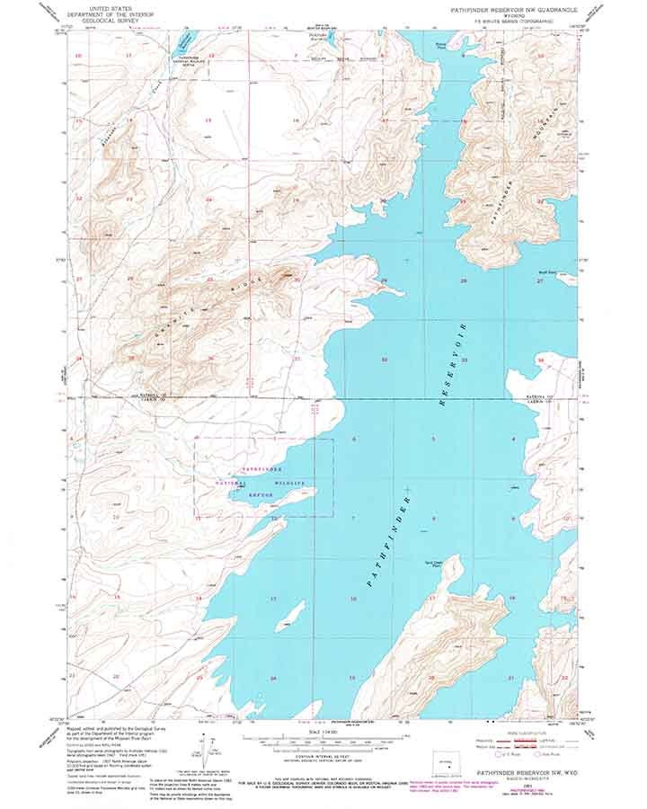 1951 Topo Map of Pathfinder Reservoir NW Wyoming Quadrangle ...