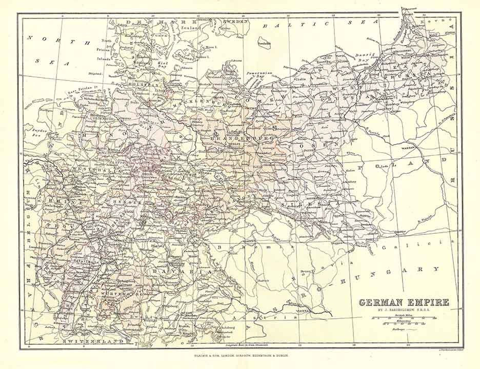 1885 Map of German Empire – Genealogical Surveyor