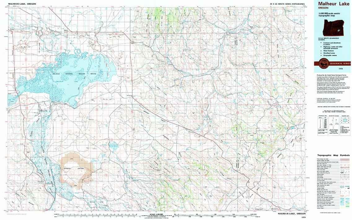1978 Topo Map of Malheur Lake Oregon – Genealogical Surveyor