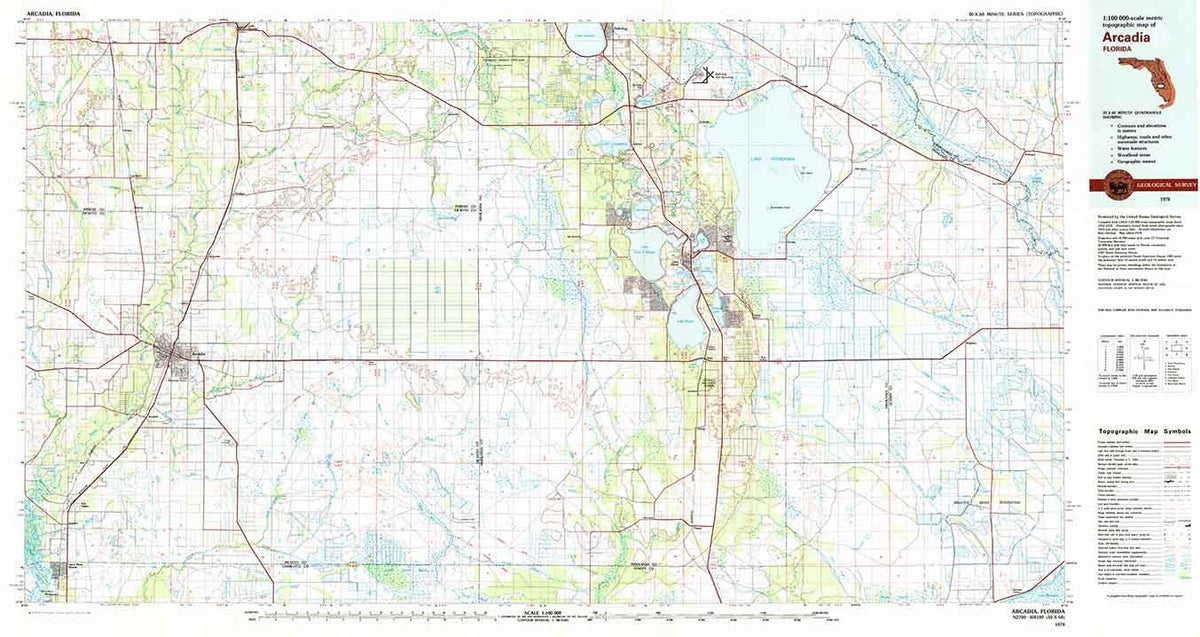 1978 Topo Map of Arcadia Florida Quadrangle Lake Placid – Genealogical ...