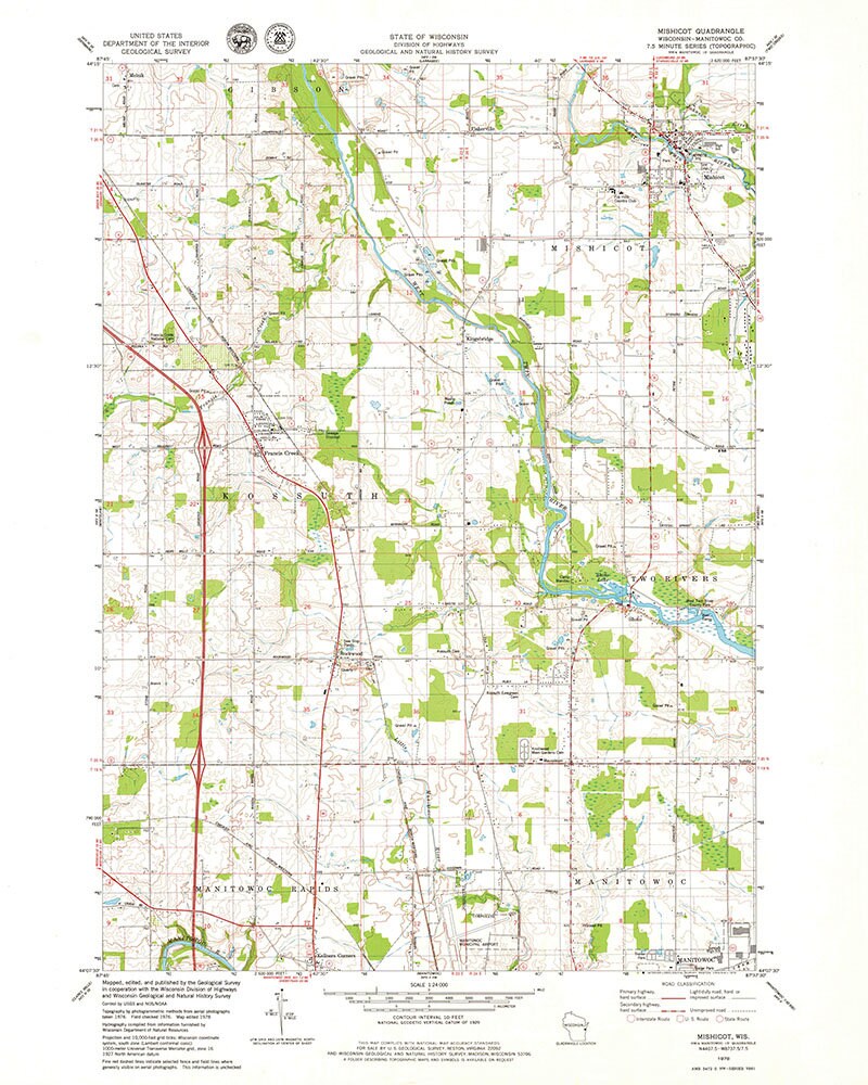 1978 Topo Map of Mishicot Wisconsin Quad – Genealogical Surveyor