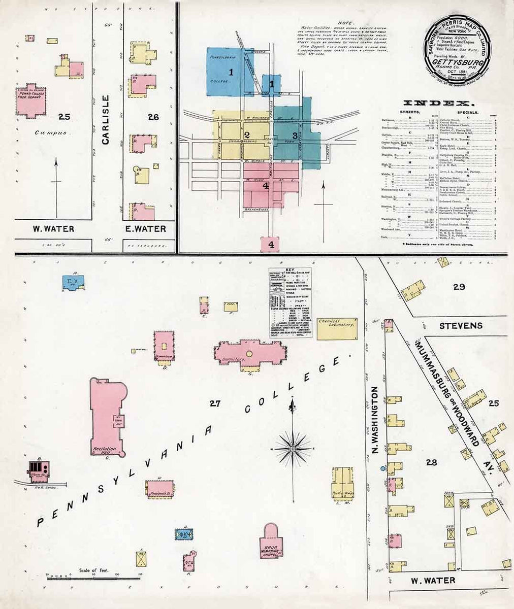 1891 Town Map Gettysburg Adam County Pennsylvania – Genealogical Surveyor