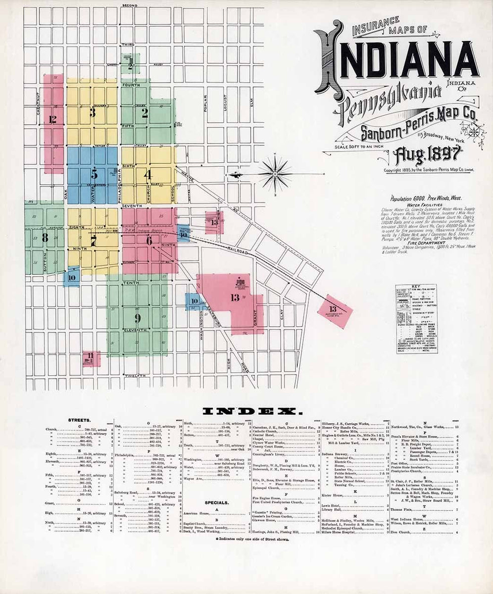 1897 Town Map of Indiana County Pennsylvania – Genealogical Surveyor