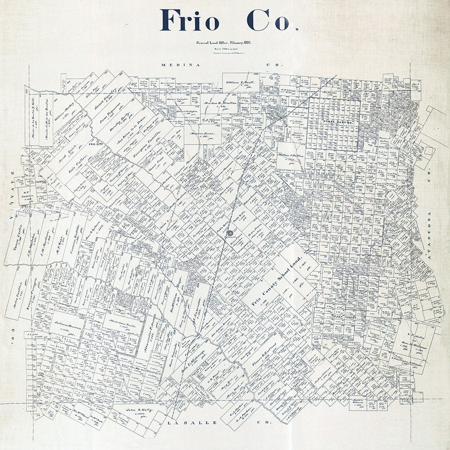 1893 Farm Line Map of Frio County Texas – Genealogical Surveyor