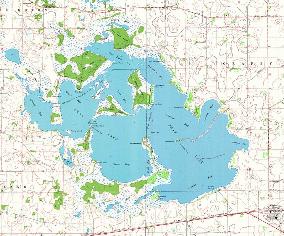 1965 Map of Swan Lake Minnesota – Genealogical Surveyor