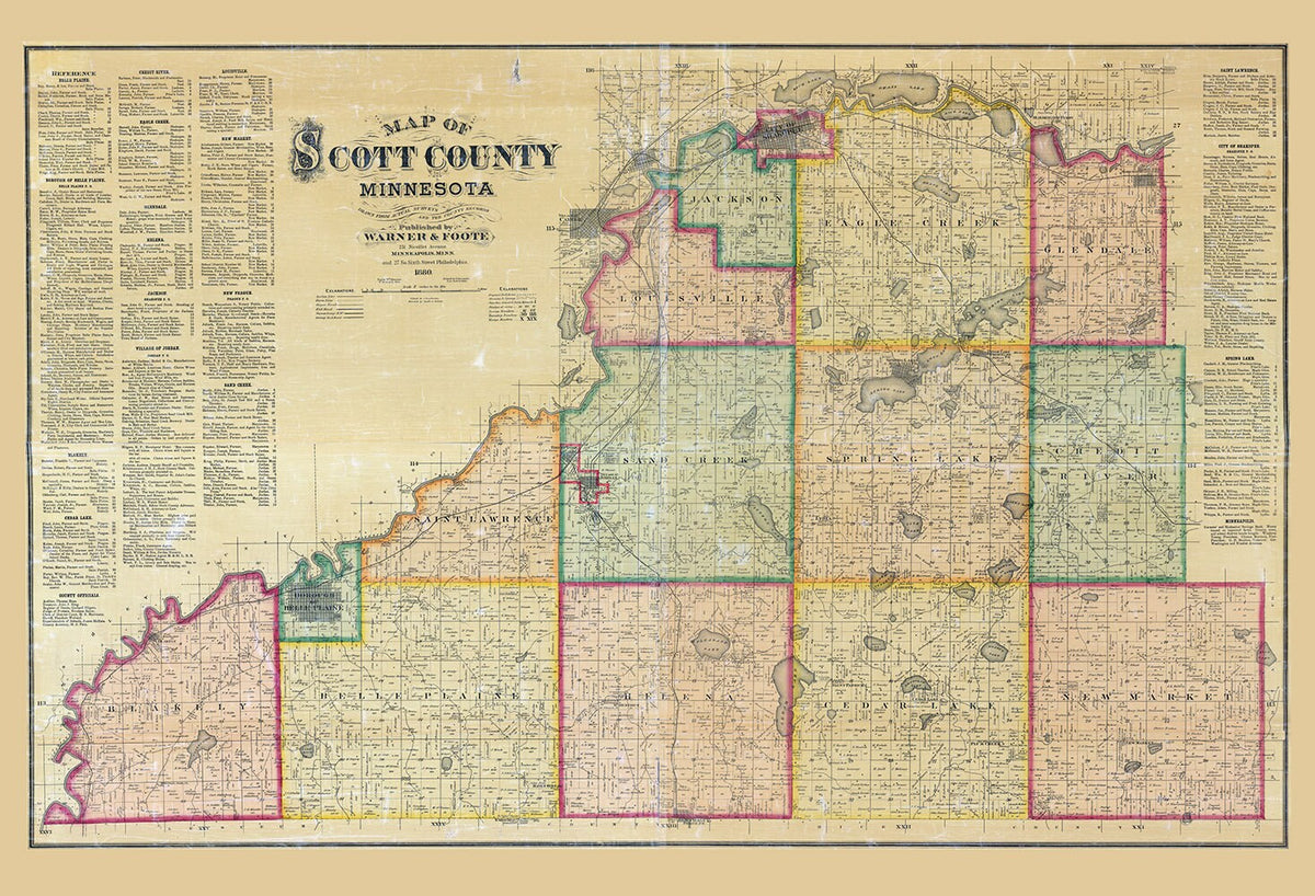 1880 Farm Line Map of Scott County Minnesota – Genealogical Surveyor