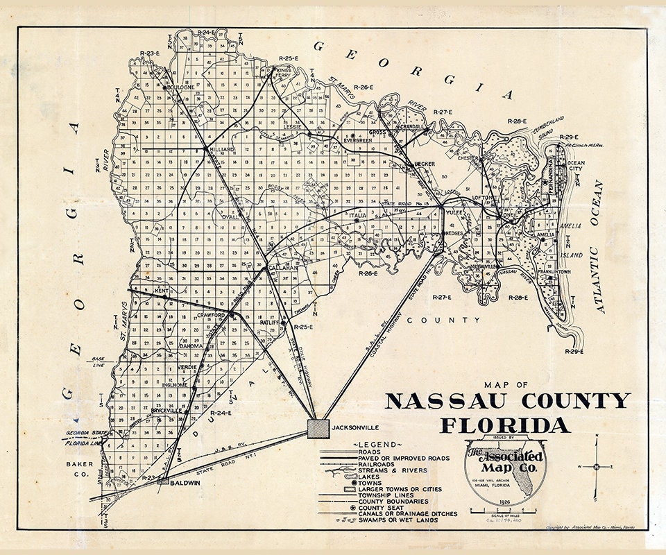 1926 Map of Nassau County Florida – Genealogical Surveyor
