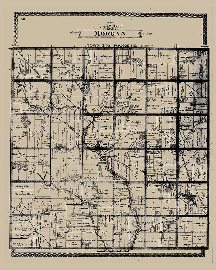 1885 Farm Line Map of Morgan Township Butler County Ohio – Genealogical ...