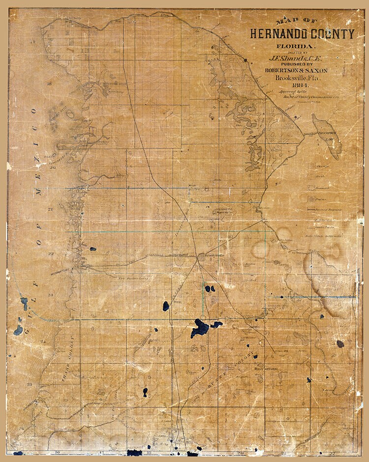 1884 Map of Hernando County Florida – Genealogical Surveyor