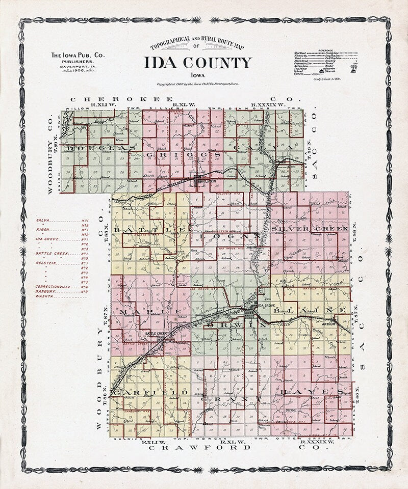 1906 Map of Ida County Iowa – Genealogical Surveyor