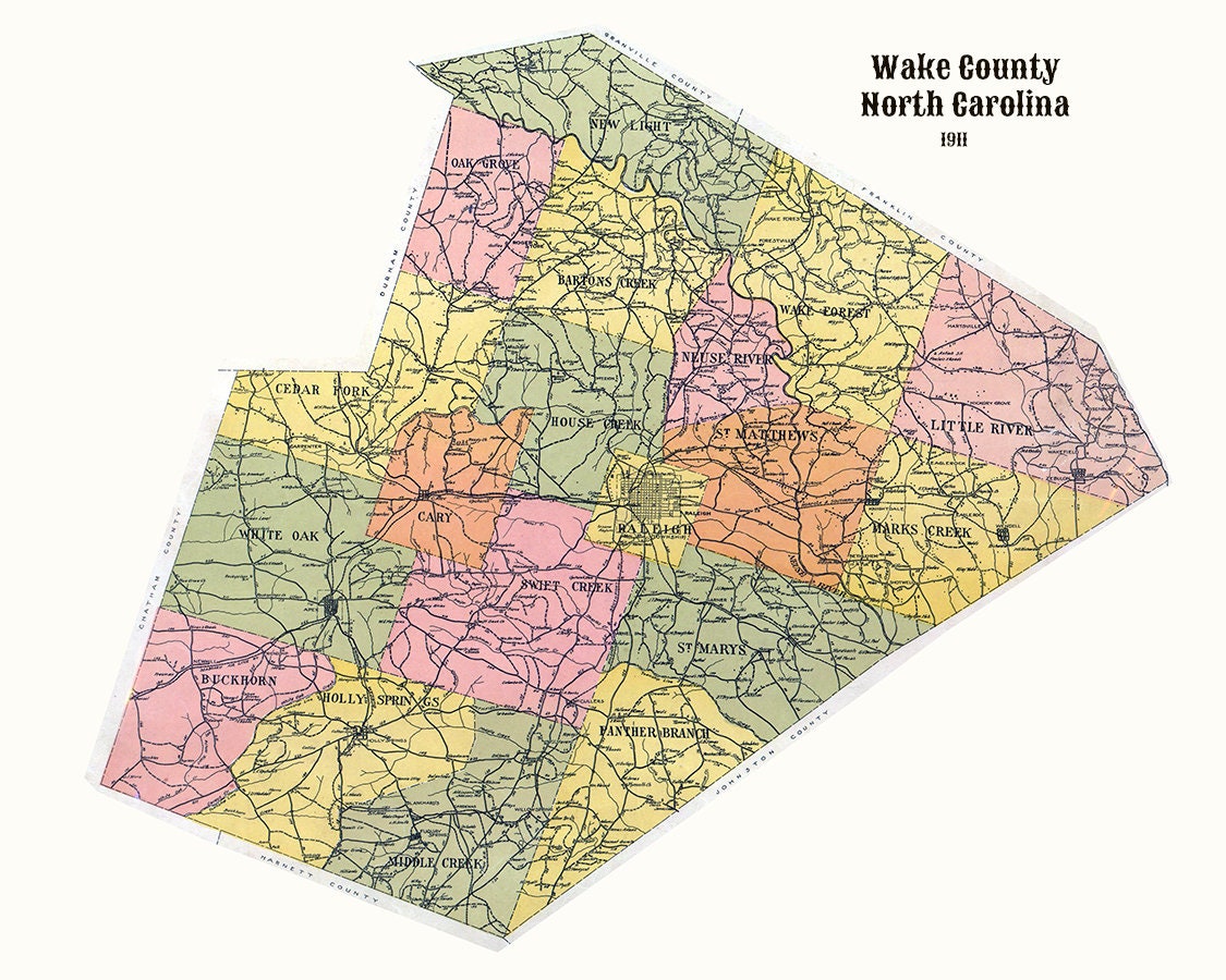 1911 Map of Wake County North Carolina – Genealogical Surveyor