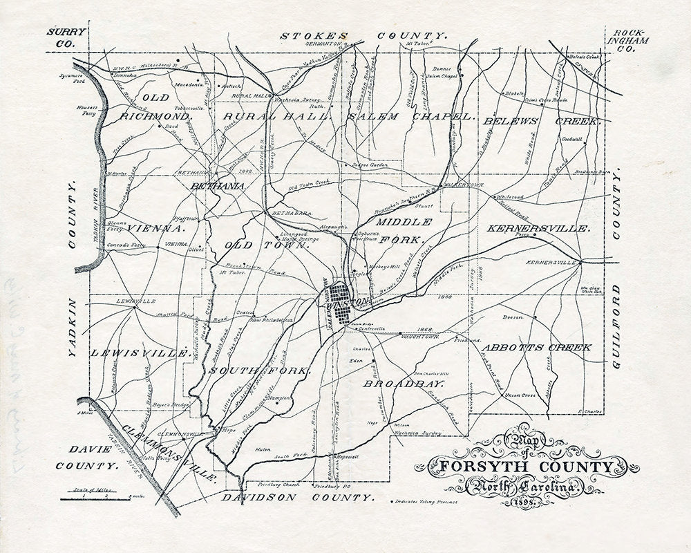 1898 Map of Forsyth County North Carolina – Genealogical Surveyor
