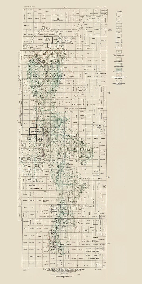 1917 Map of the Cushing Oil Field Oklahoma – Genealogical Surveyor