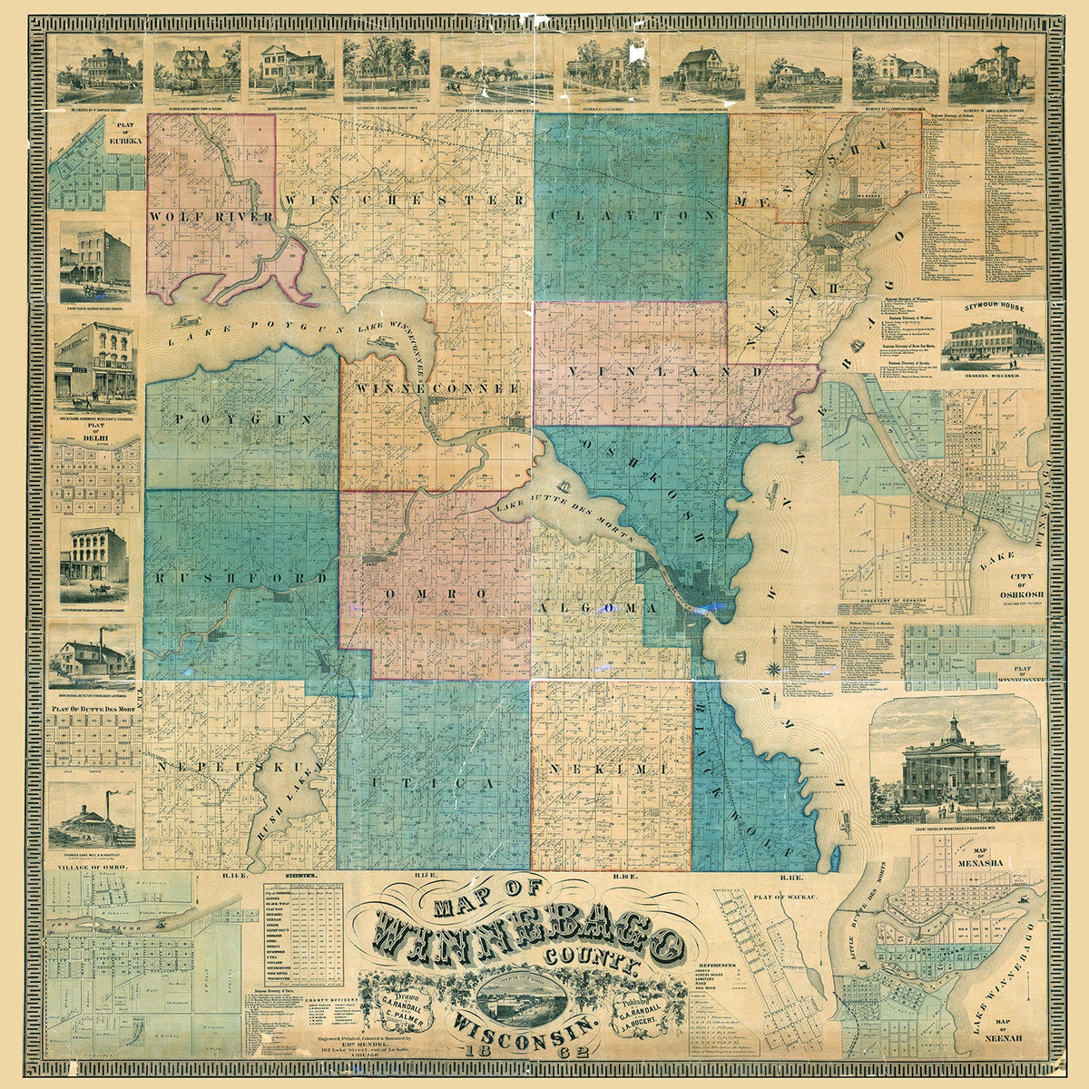1862 Map of Winnebago County Wisconsin – Genealogical Surveyor