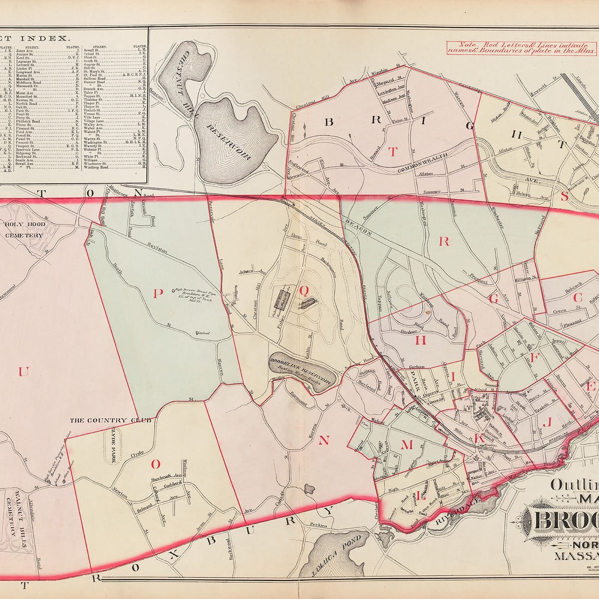 1888 Town Map of Brookline Norfolk County Massachusetts – Genealogical ...
