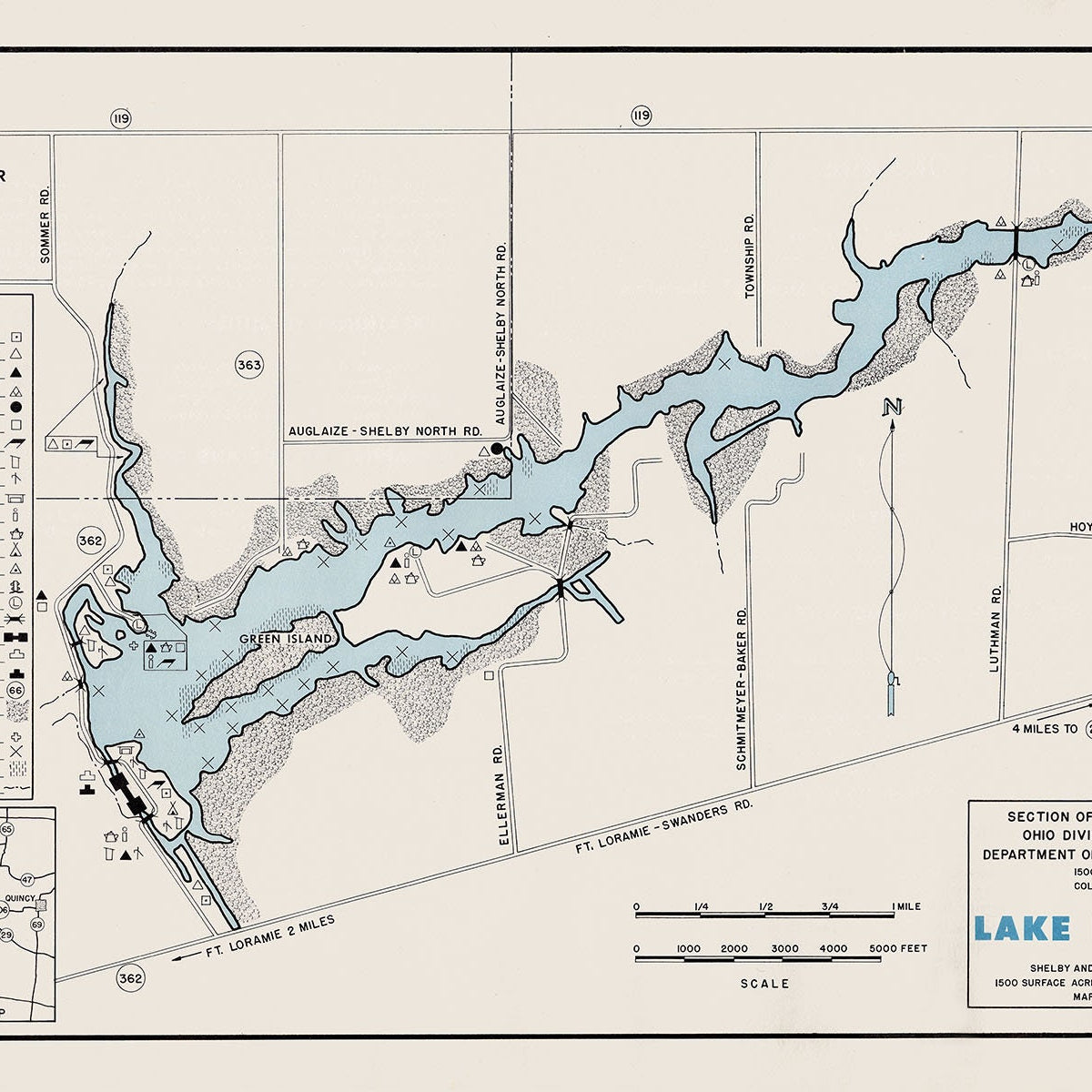 1961 Map of Lake Loramie Shelby and Auglaize County Ohio – Genealogical ...