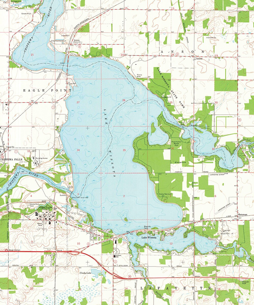 1972 Map of Lake Wissota Wisconsin – Genealogical Surveyor