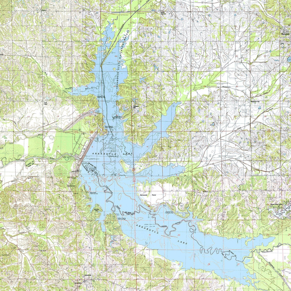 1983 Map of Arkabutla Lake Mississippi – Genealogical Surveyor