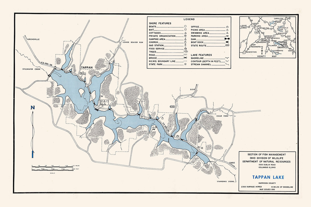 1961 Map of Tappan Lake Harrison County Ohio – Genealogical Surveyor