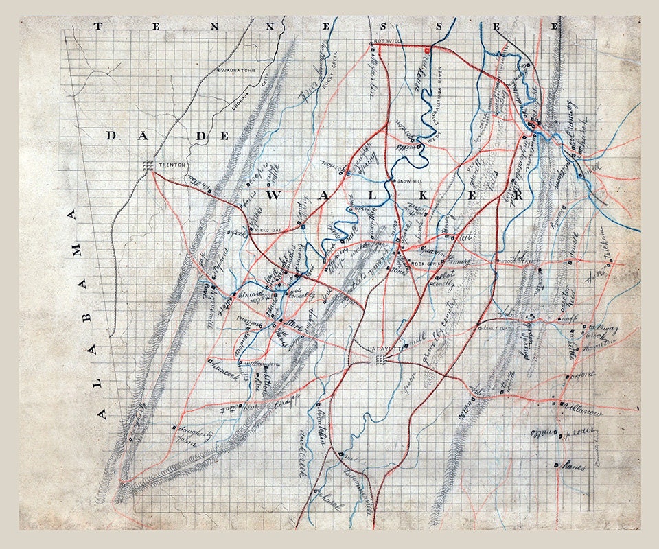 1860s Map of Dade and Walker County Georgia – Genealogical Surveyor