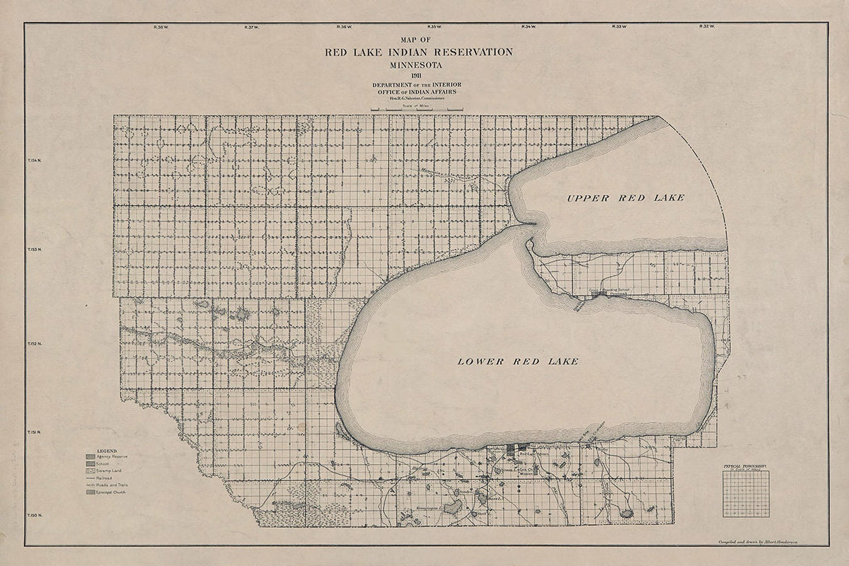 1911 Map of Red Lake Indian Reservation Minnesota – Genealogical Surveyor