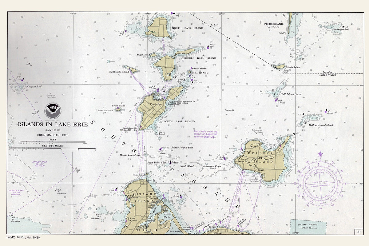 1980 Nautical Map of Islands In Lake Erie – Genealogical Surveyor