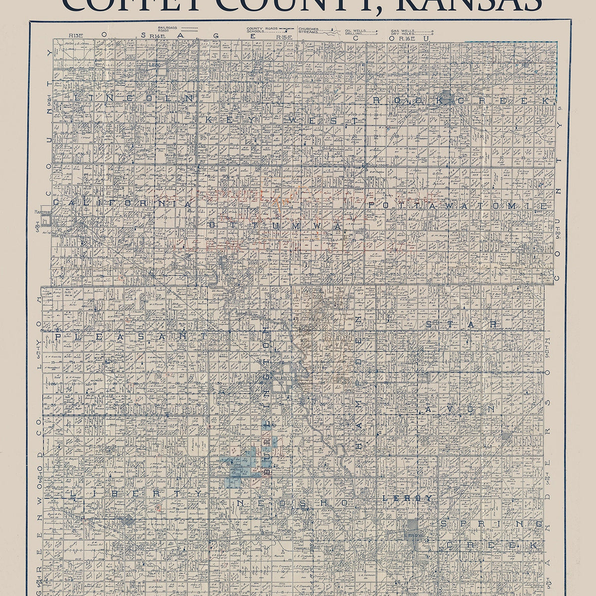 1910 Map of Coffey County Kansas – Genealogical Surveyor