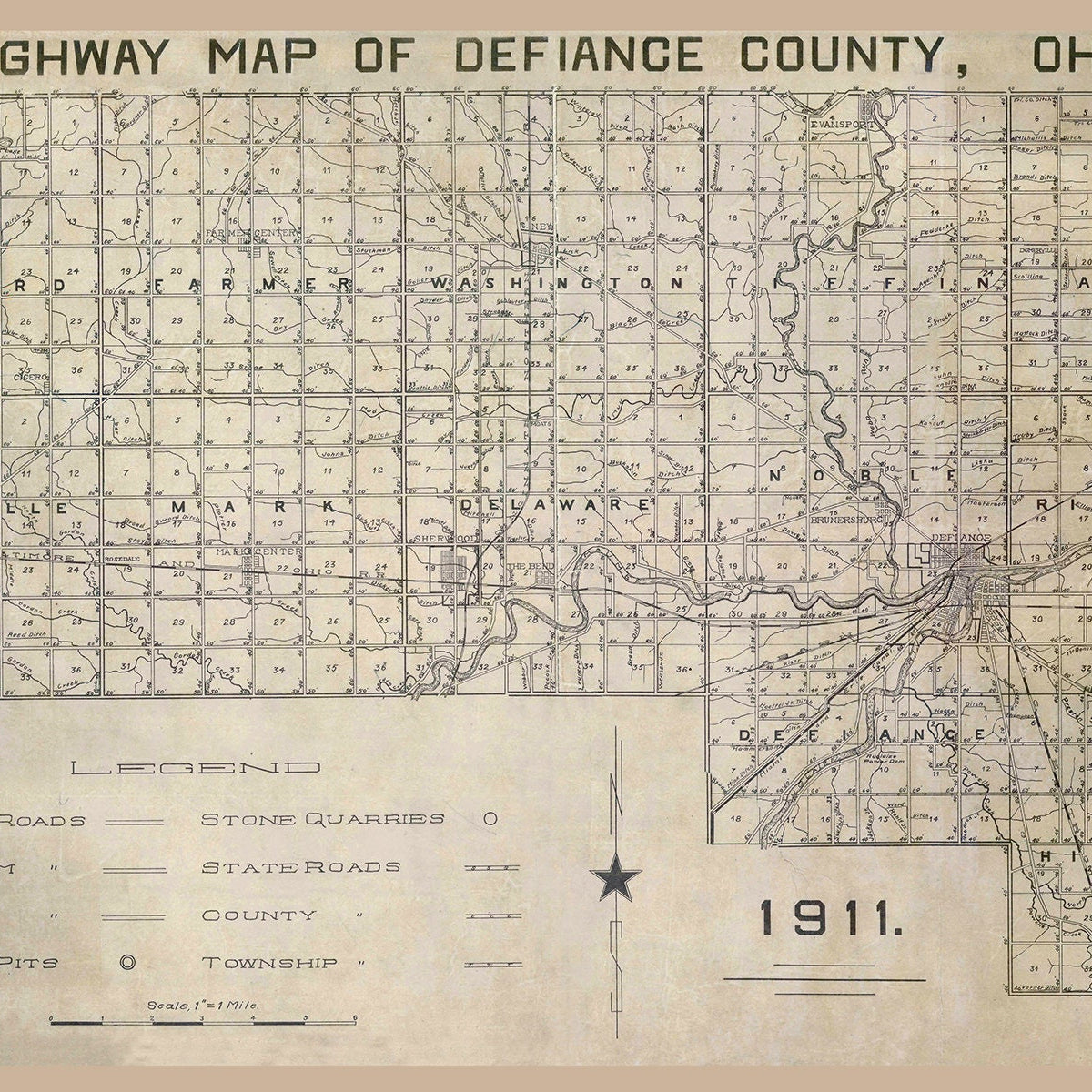 1911 Map of Defiance County Ohio – Genealogical Surveyor