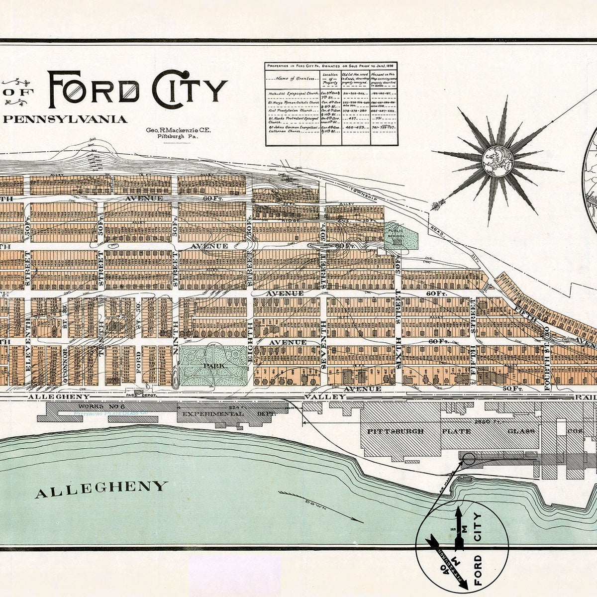 1898 Map of Ford City Pennsylvania – Genealogical Surveyor