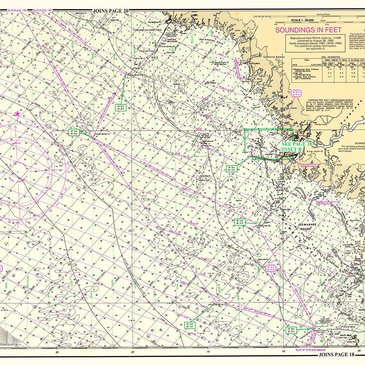 1996 Nautical Chart Map of the Suwannee Sound Florida Region Gulf of M ...