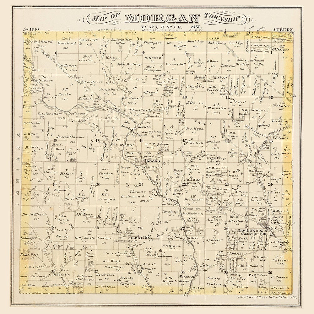 1875 Map of Morgan Township Butler County Ohio – Genealogical Surveyor