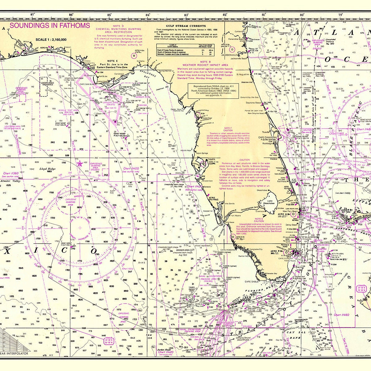 1996 Nautical Chart Map of the Florida Peninsula – Genealogical Surveyor