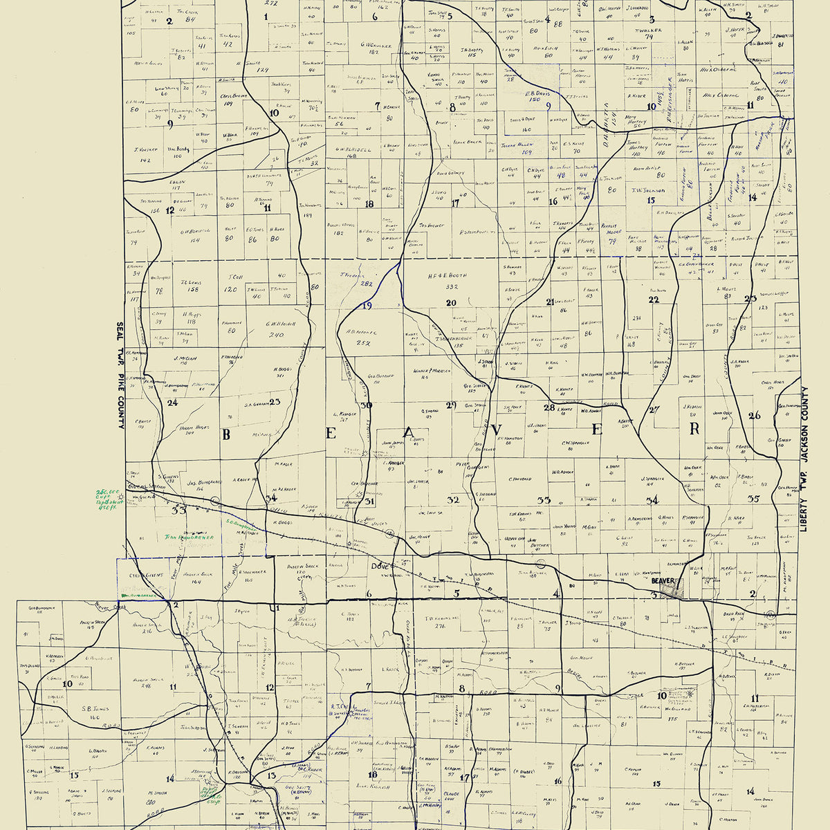 1930 Farm Line Map of Pike County Ohio Oil and Gas Wells – Genealogical ...