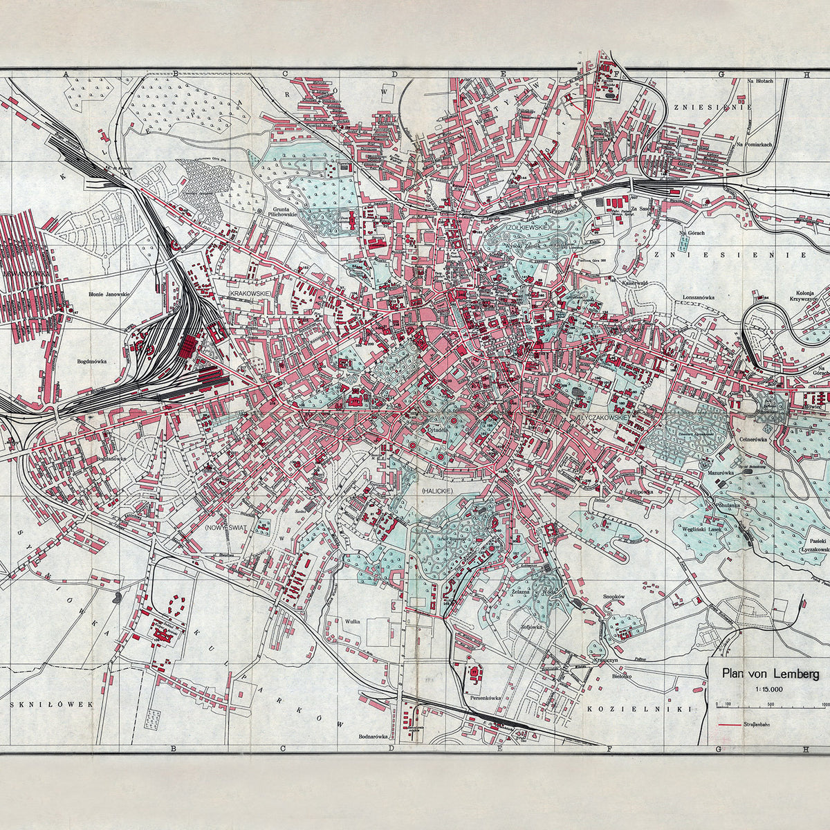 1942 Map of Lemberg Ukraine Lwow Lviv – Genealogical Surveyor