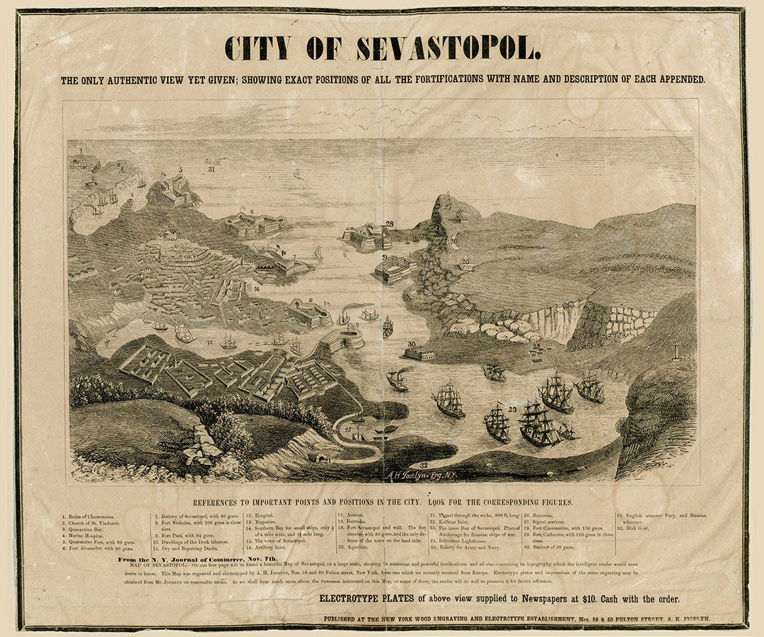 1854 Panoramic Map of The City of Sevastopol Crimea Ukraine ...
