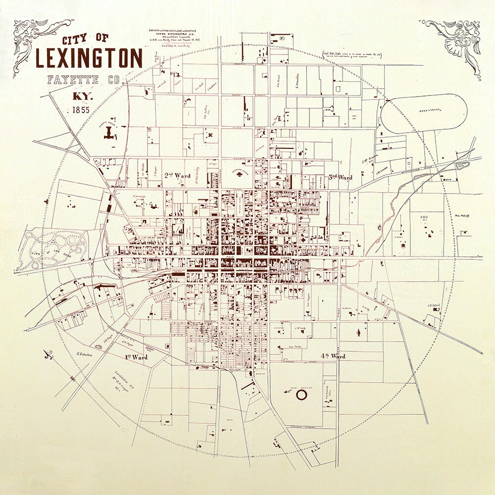 1855 Map of Lexington Fayette County Kentucky – Genealogical Surveyor