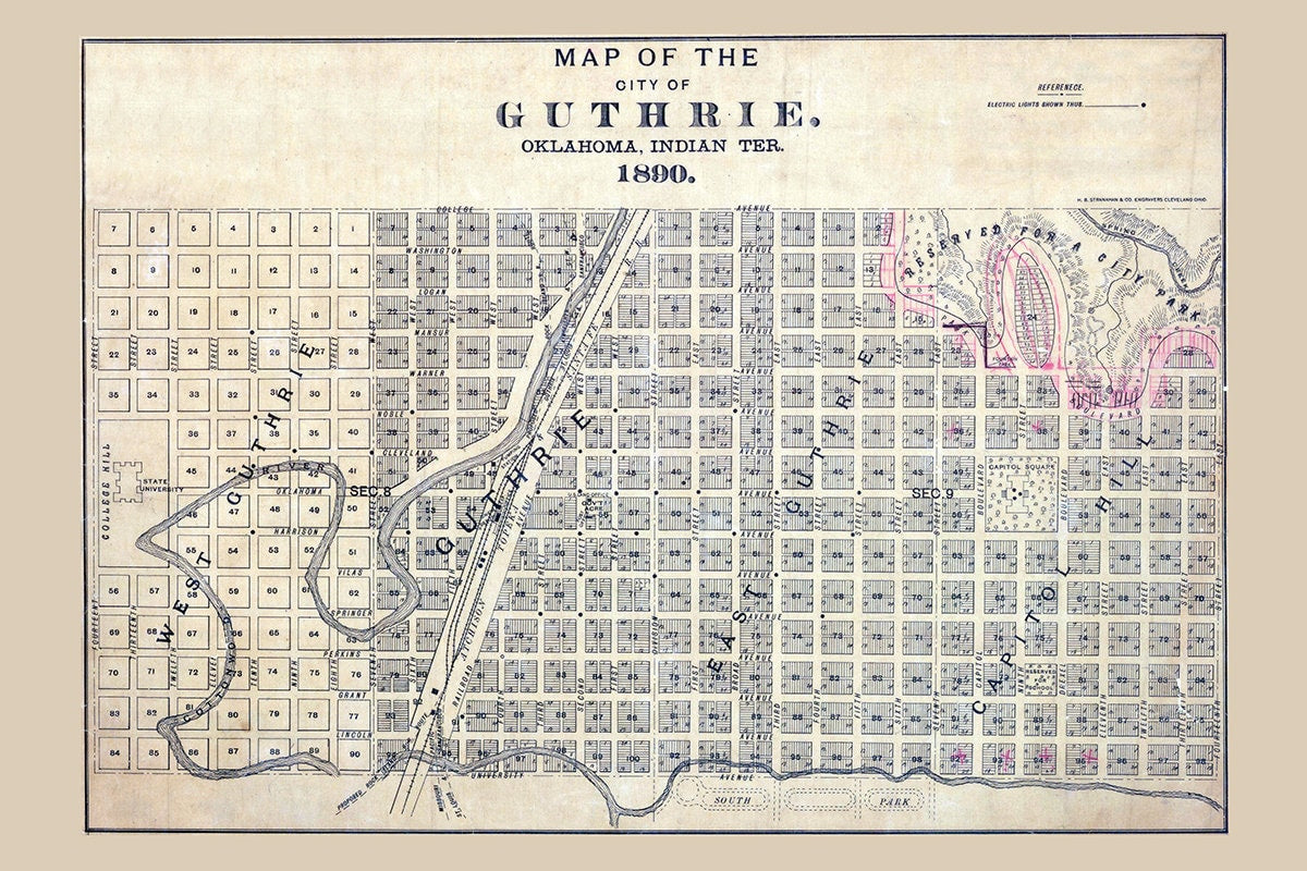 1890 Town Map of Guthrie Logan County Oklahoma – Genealogical Surveyor