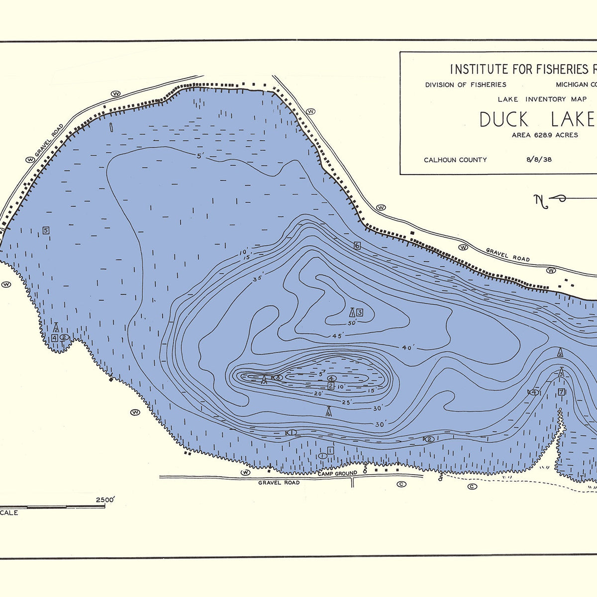 1938 Map of Duck Lake Calhoun County Michigan – Genealogical Surveyor