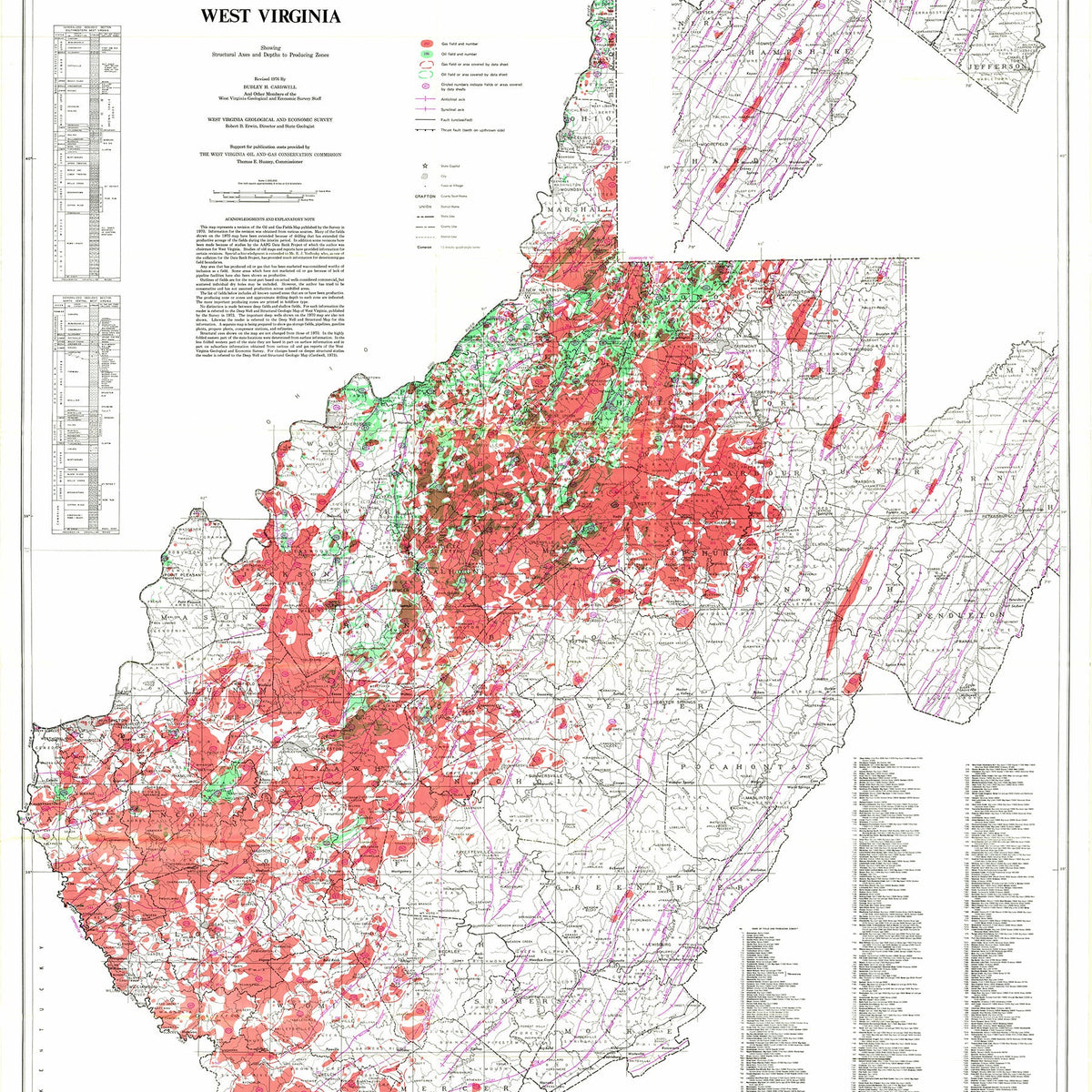 1970 Map of West Virginia Oil and Gas Well Fields – Genealogical Surveyor