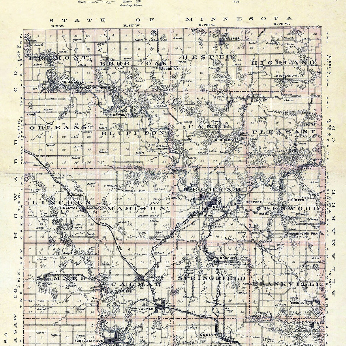 1903 Map of Winneshiek County Iowa – Genealogical Surveyor